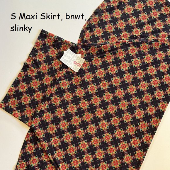 LuLaRoe | Skirts | Small Lularoe Maxi Skirt Square Plaid Print Slinky ...